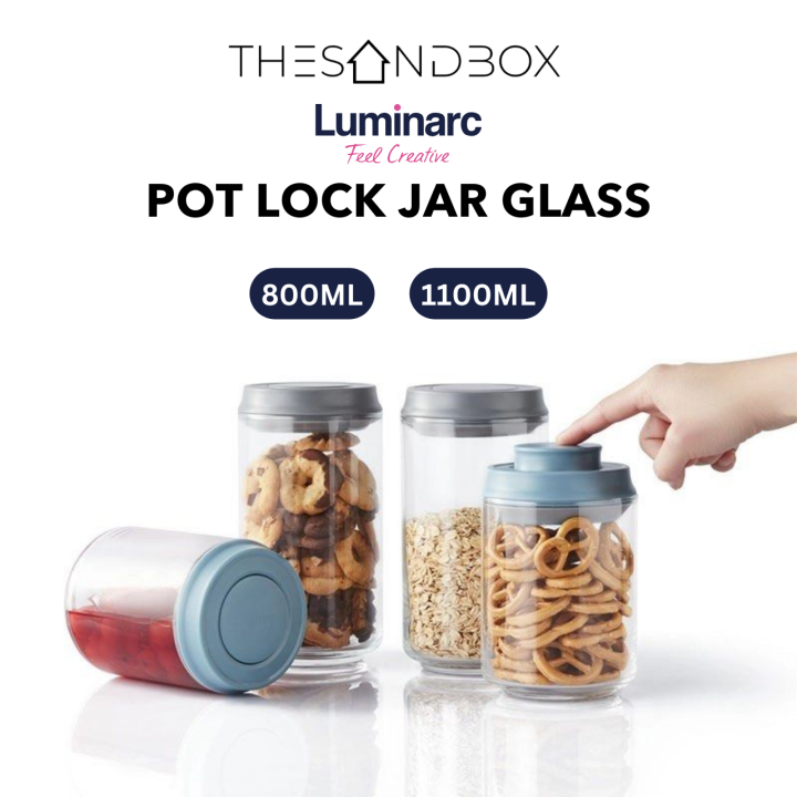 Luminarc Pot Lock Jar Glass [ Air Tight Food Storage Vacuum Canister ...