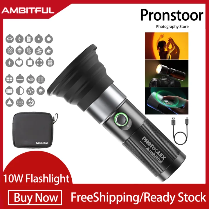 AMBITFUL×PHOTOOLEX 10W Flashlight Four Color Projection Light Built-in ...
