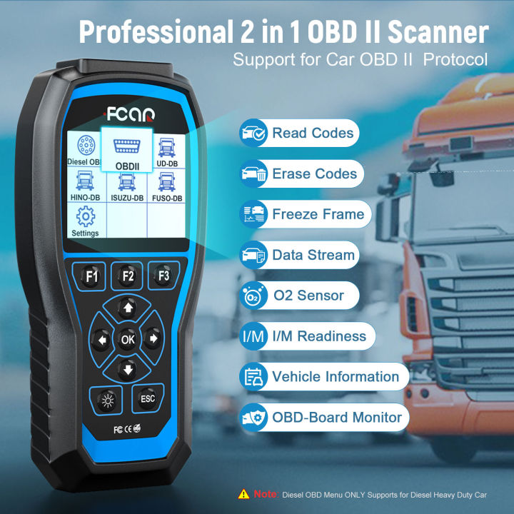 Fcar F506 PRO 12V 24V Diesel Commercial Vehicles 2in1 OBD2 Scanner ...