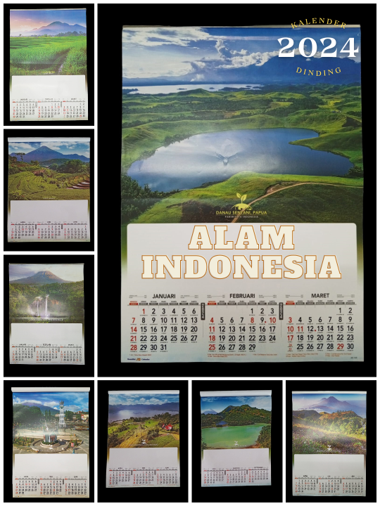 Kalender dinding triwulan 2024 motif pemandangan alam indonesia ...