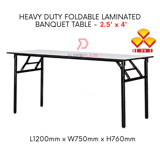 3V 2.5x4 Feet Heavy Duty Laminated Wood Top Banquet Table Folding ...
