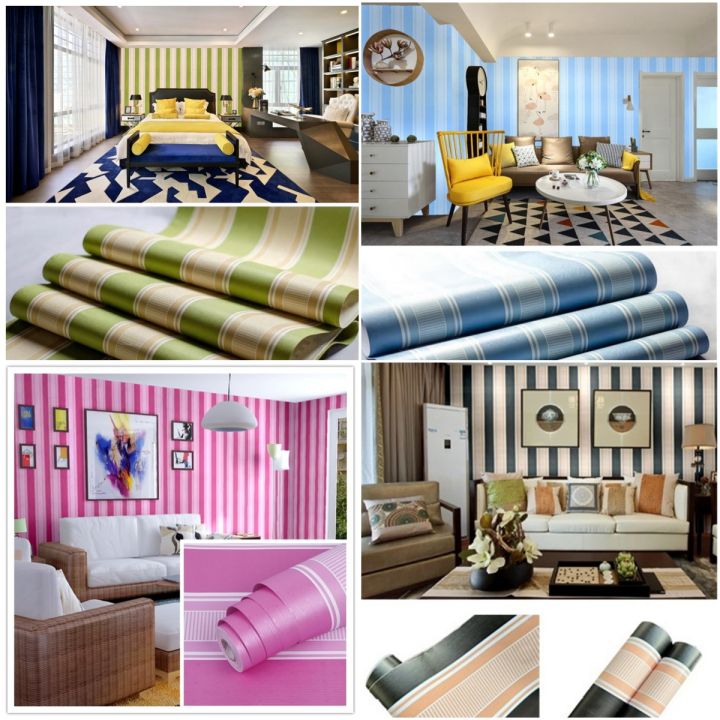 Wallpaper 10M x 45CM PVC Self Adhesive Waterproof Wallpaper Stripe ...