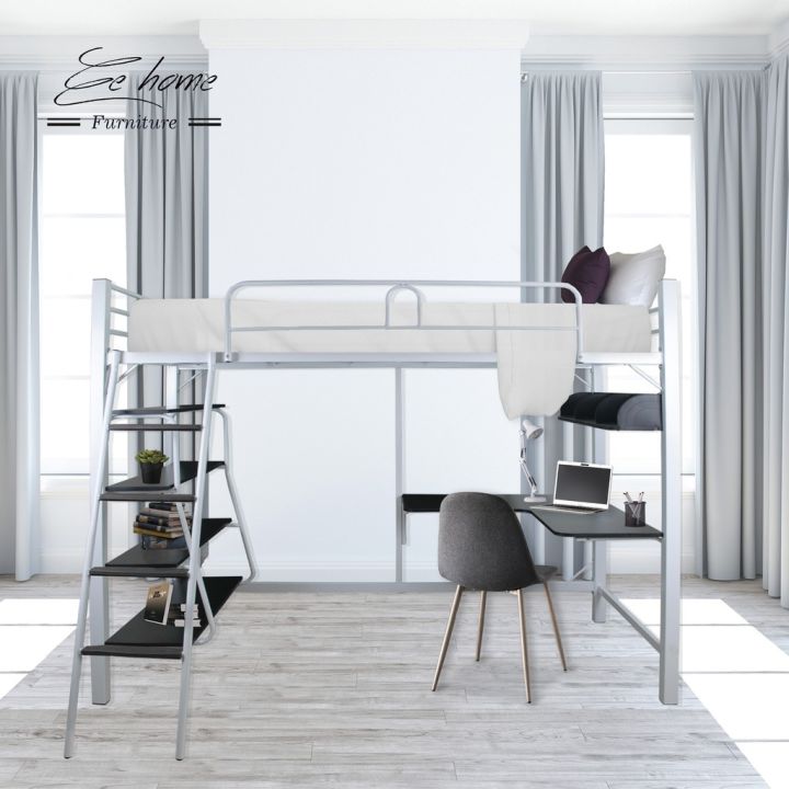 EE HOME Aloha Loft Single Size Bed Frame with Study Table and Book ...