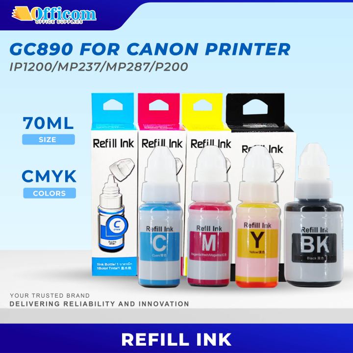 Officom 70ML GC890 Ink Refill for Canon Printer Ink IP1200/MP237/MP287 ...