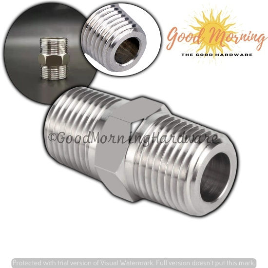 1PCS 1/2" BSP Thread 304 Stainless Steel Equal Diameter Double Head ...