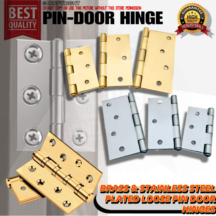 Door Hinge Solid Brass Loose Pin Hinges With Screw 2pcs Hinges Bisagra ...