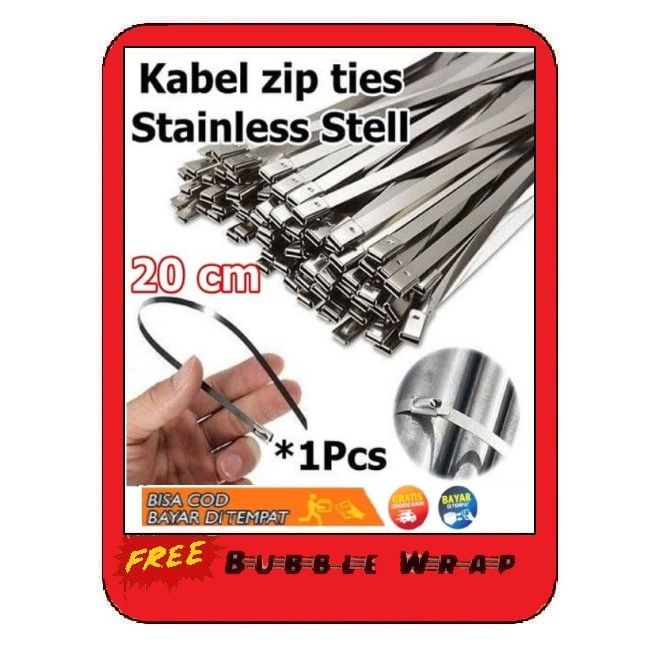 Kabel Cable Tie zip ties bahan besi stainless stell panjang 20 cm ...