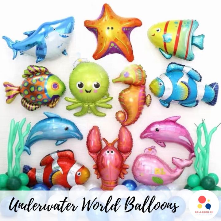 SEA CREATURE Shark Starfish Octopus Fish Foil Balloon Garland Birthday ...