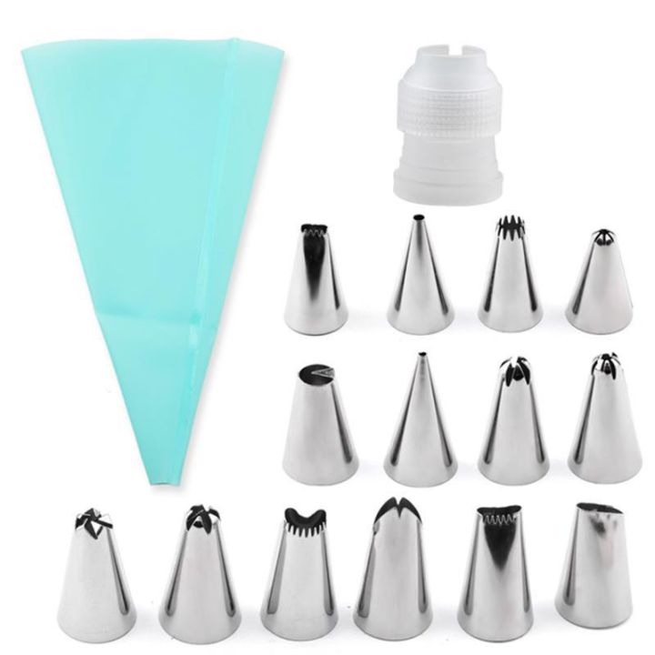 16Pcs Set Pastry Bag Stainless Steel Cake Nozzle Kitchen Accessories ...