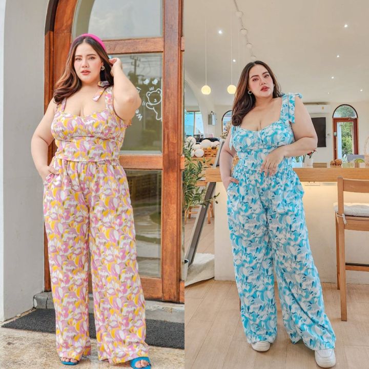 Set ชุดคาเฟ่/ไปทะเล แพทเทริ้นสวยมาก อก 40-50 # สาวอวบอ้วน Plus Size | Lazada.co.th