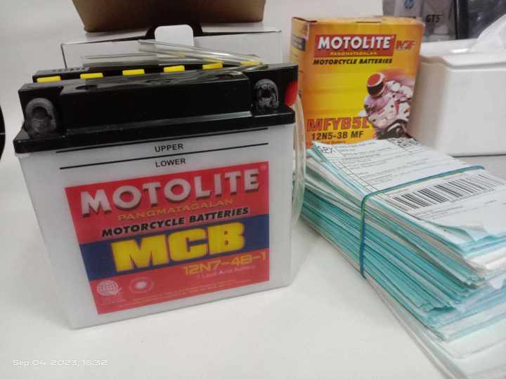 Motorcycle Battery Motolite Original MCB 12N7-4-B1 with Electrolites ...