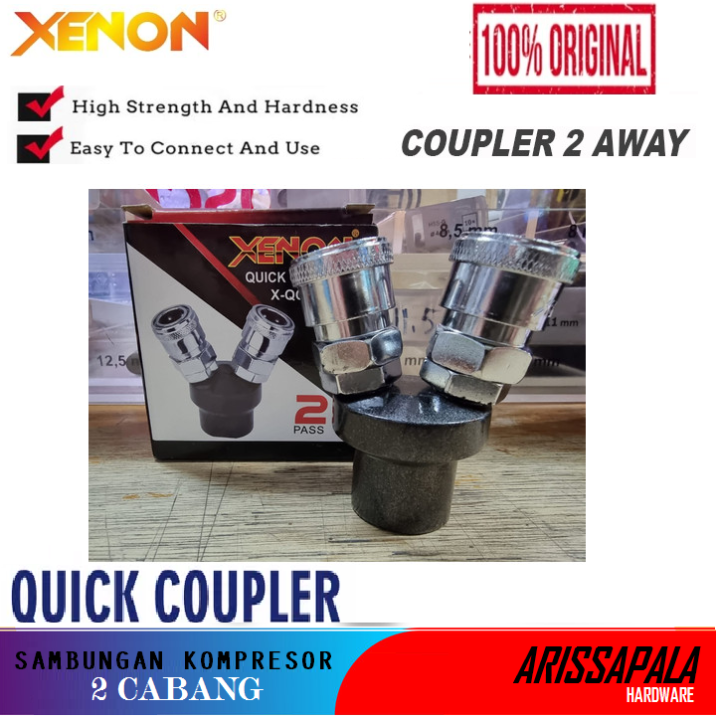 XENON Quick Coupler Cabang 2 Way Sambungan Selang Mesin Kompresor Angin ...