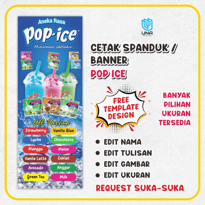 Spanduk / Banner POP ICE BISA Custom Request | Lazada Indonesia