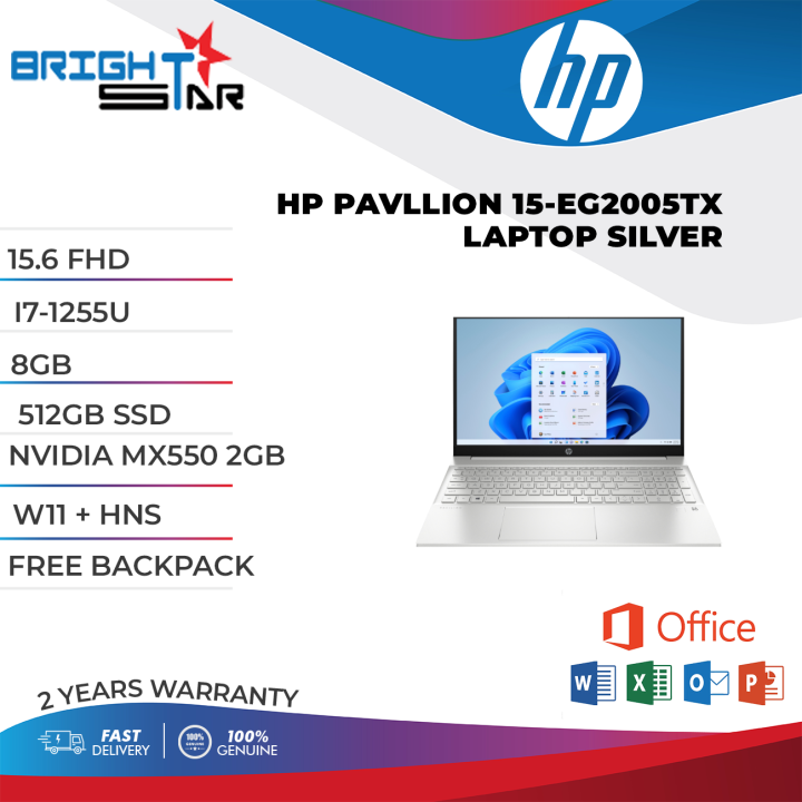 LAPTOP HP PAVILION 15 EG2005TX (15.6 FHD / I7-1255U / 8GB / 512GB NVME ...
