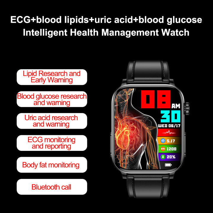 New TK15 Smart Watch: Uric Acid, Lipids, Non invasive Blood Glucose Monitoring, ECG Heart Rate ...