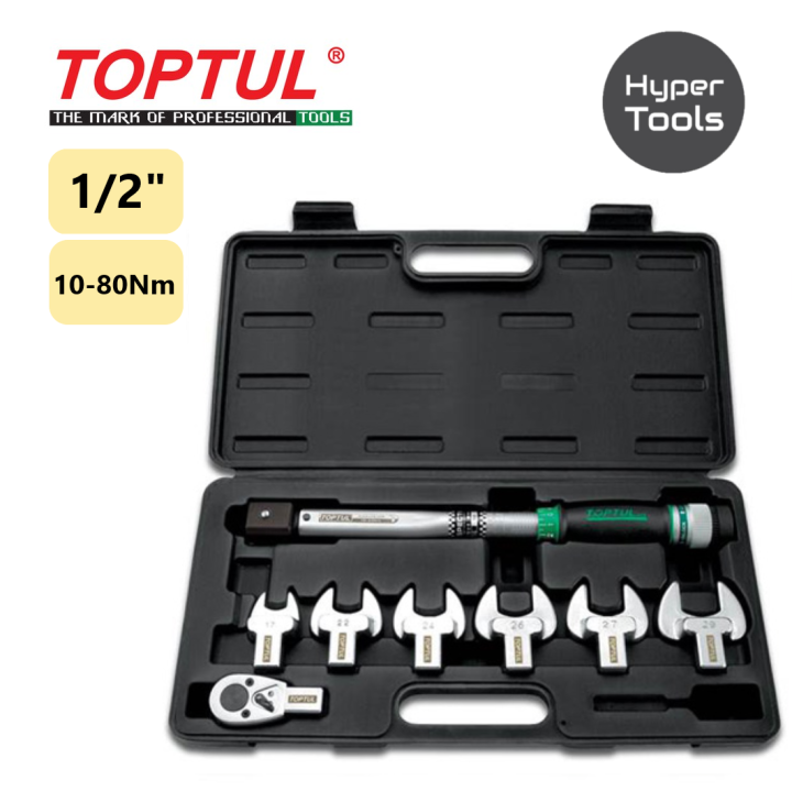 TOPTUL 1/2” Dr Head-Interchangeable Torque Wrench Set (8Pcs) (Model ...