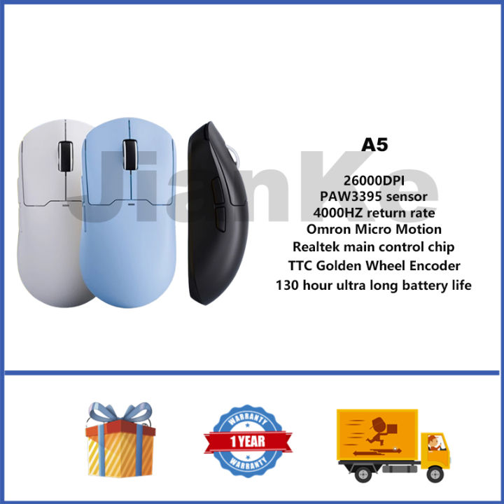 MCHOSE A5 Wireless Mouse PAW3395 26000DPI Lightweight Three Mode Gaming ...