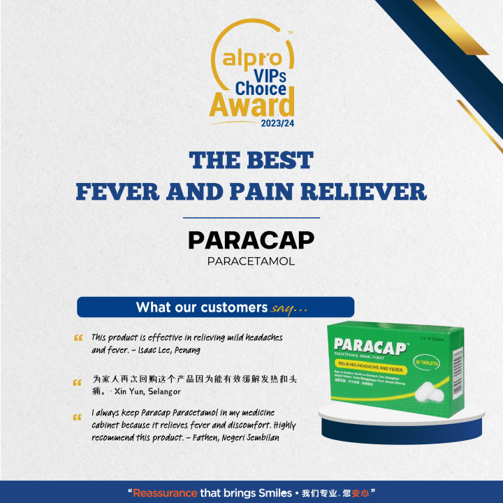 Alpro Pharmacy Paracap Paracetamol 500mg 50x10s | Relief Pain & Fever ...