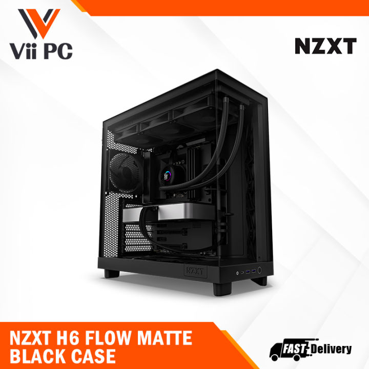 NZXT H6 FLOW/H6 FLOW RGB Dual-Chamber Mid-Tower Airflow Case /w RGB ...