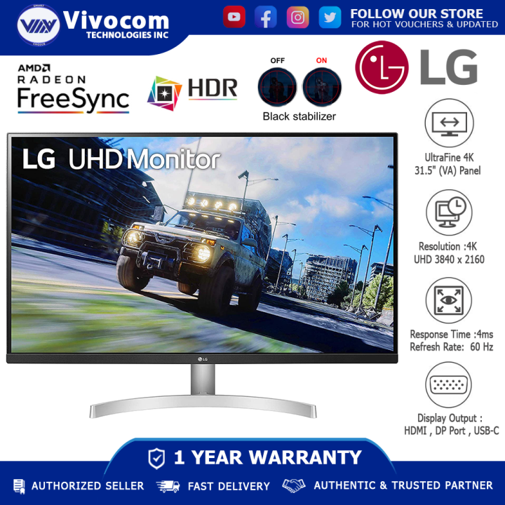 LG UltraFine 4K 32'' Monitor 32UN500-W 32 Inch UHD (3840 x 2160) DCI-P3 ...