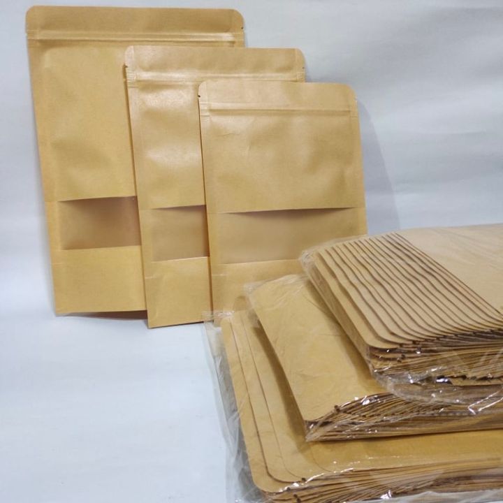 Kraft Brown Resealable Pouch or Bag | With Zip Lock | Stand Up | 25pcs ...