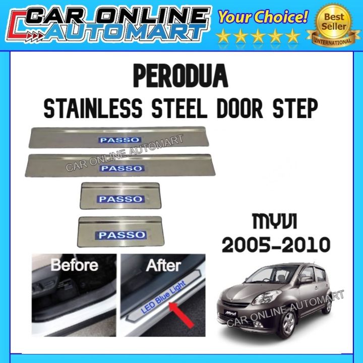 MYVI 2005-2010 Stainless Steel LED BLUE LIGHT Door Side Step | Lazada