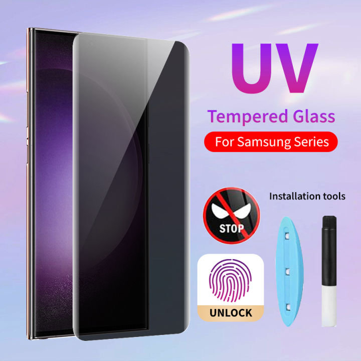 3D Curved UV Liquid Privacy Tempered Glass for Samsung Galaxy S25 Ultra S25Ultra S24 + S23 Note ...