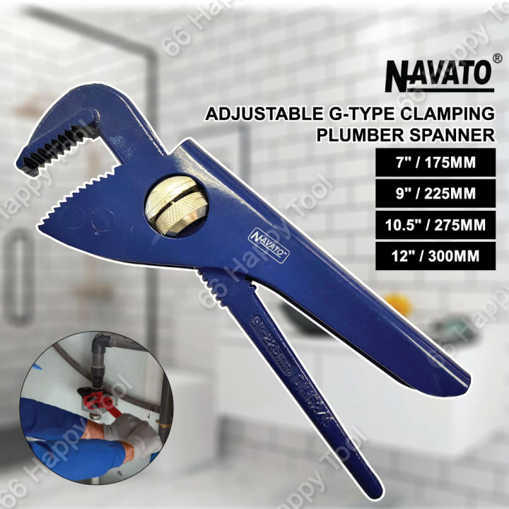 Navato Adjustable G-type Clamping Plumber Spanner 7inch 9inch Universal Germany Pipe Wrench Jaws ...