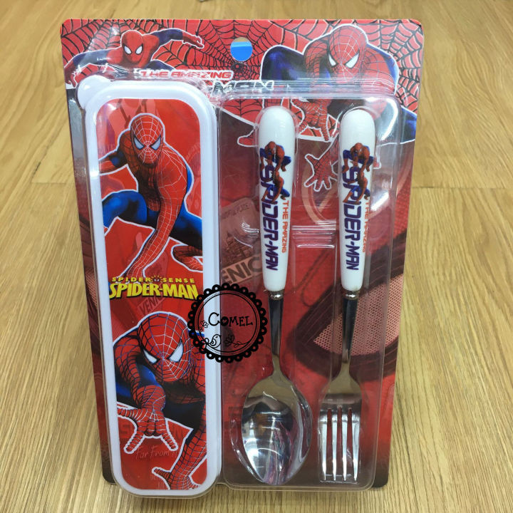 Comel Princess Elsa Anna Unicorn Car Spiderman Doremon Cutlery Set Fork ...