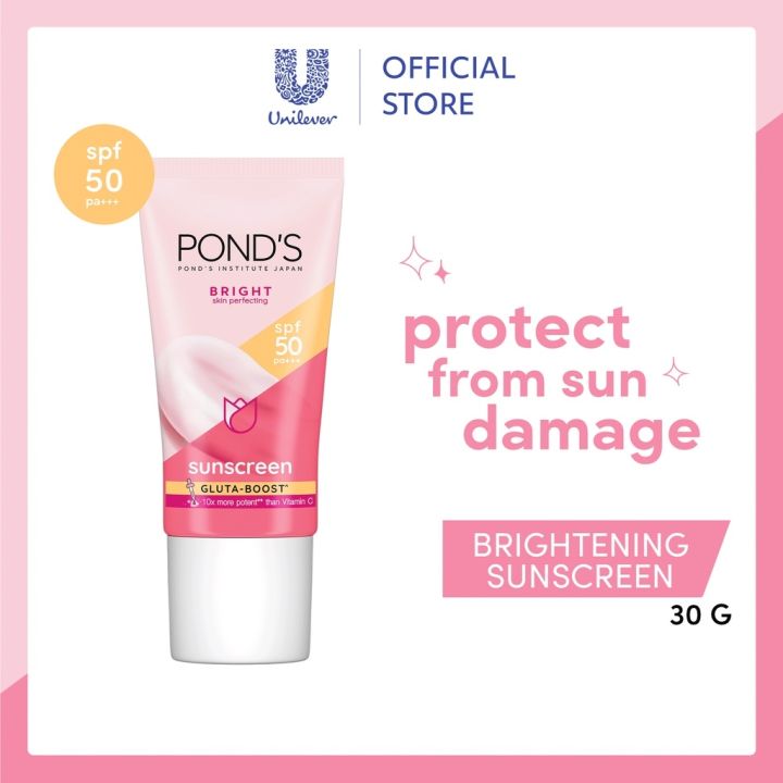 POND'S BRIGHT Sunscreen SPF 50 PA with Niacinamide for Brighter Protected 30g | Lazada PH