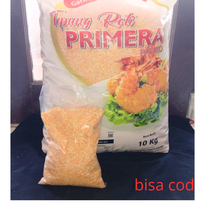 Tepung roti panko Breadcrumb Primera mix dengan warna campuran orange ...