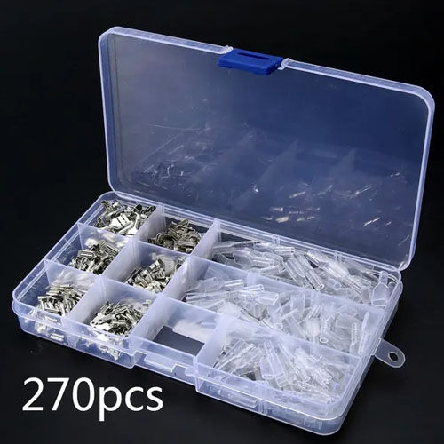 270Pcs Set Plug Spring Female Male Spade Cold Crimp Terminals Connector ...