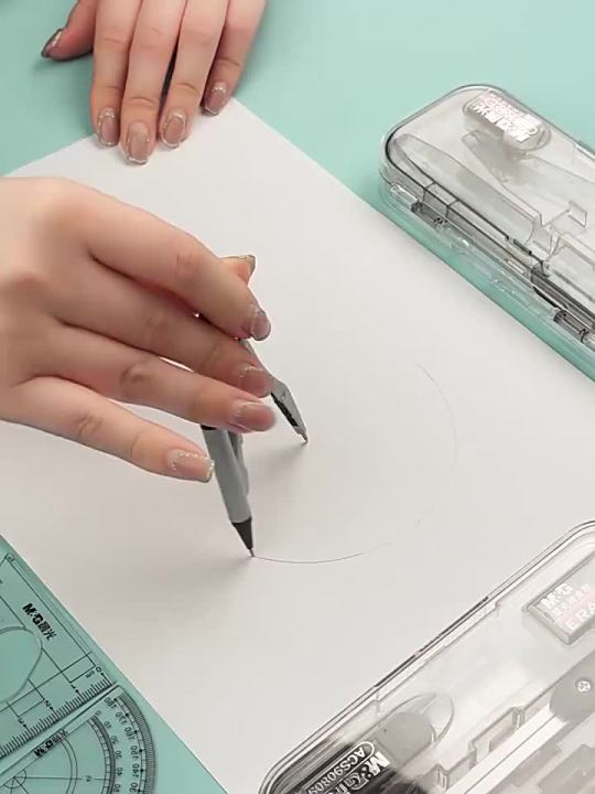 Metal Compass Ruler Set Protractor Drawing Triangle Glue Mathematical ...