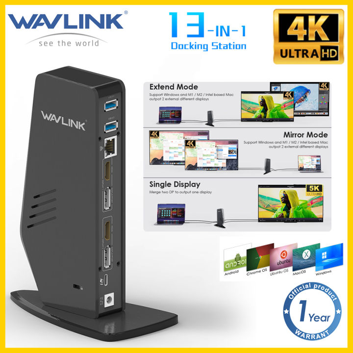 Wavlink USB C Multi-Monitor Universal Docking Station Single 5K 60Hz or ...