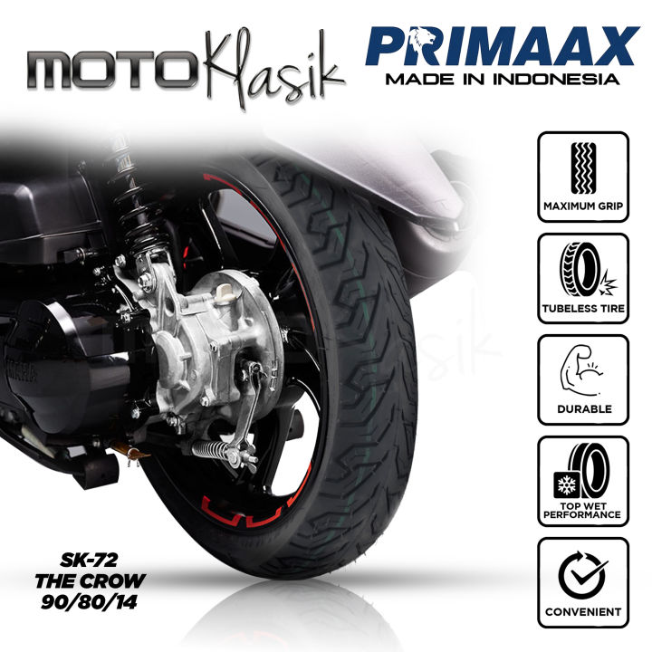 90/80-14 TUBELESS TIRE PRIMAAX SK-72 THE CROW FOR MIO I125, SOUL ...