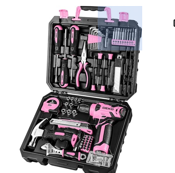 Tool Set with 8V Pink Cordless Drill, Home Tool Kit with Drill, Hand Tool Kits {random} | Lazada PH