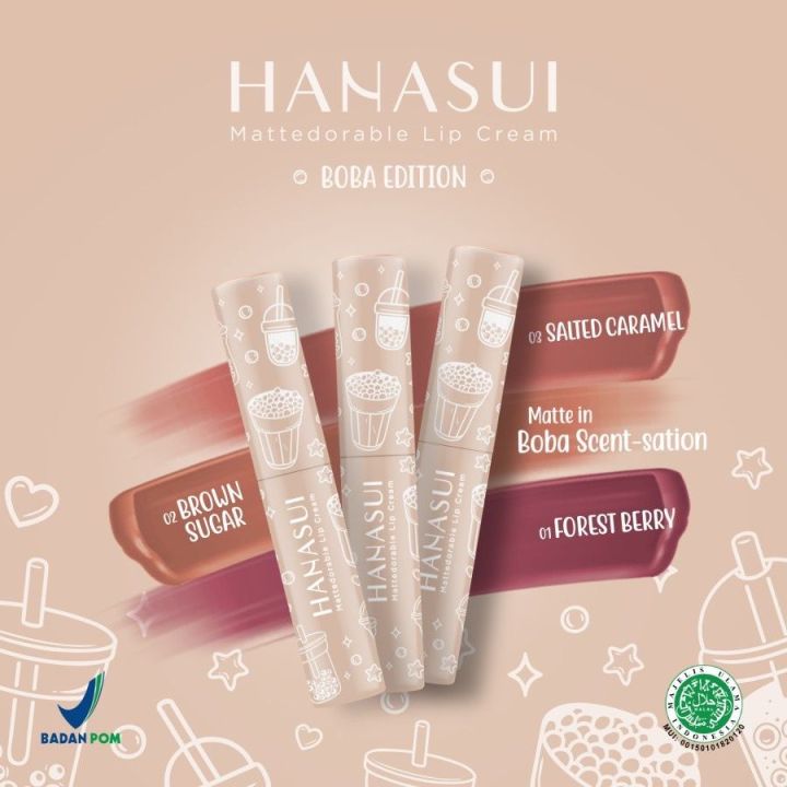 Hanasui Mattedorable Lipcream Boba Edition Lipcream Boba Hanasui ...