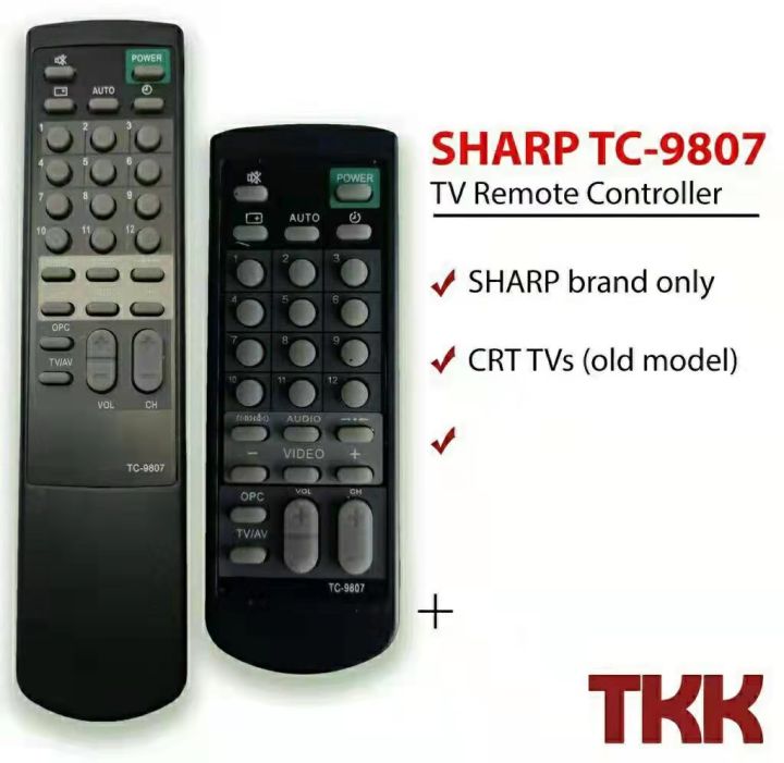 Sharp TC-9807 Remote Controller (For CRT OLD Model TV's) - Remote ...