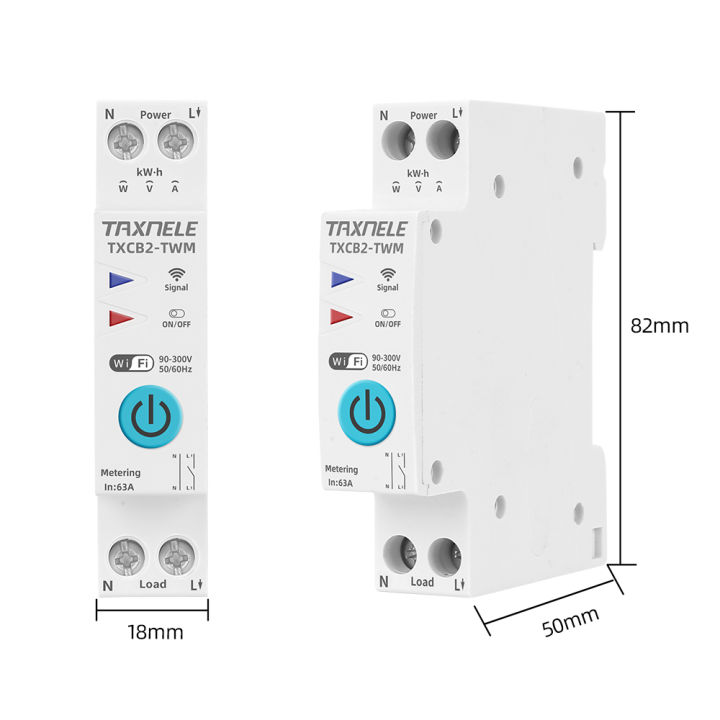 TAXNELE TUYA WIFI Smart Circuit Breaker Power Metering Energy Meter KWh ...
