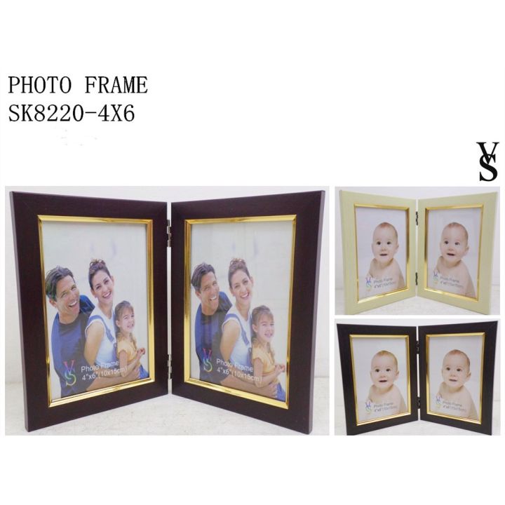 [VS] WOODEN DOUBLE PHOTO FRAME 4R 4x6 inches (SK27/SK8220-4X6) | Lazada PH