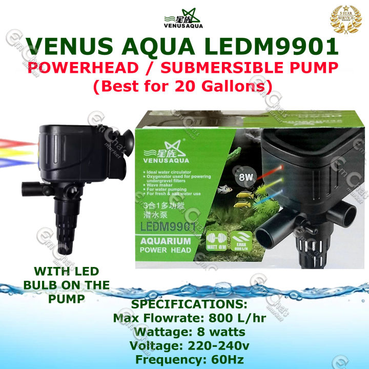 Venus Aqua LEDM9901 Powerhead w/ LED Bulb 8watts (for 20 Gallons) (20gl ...
