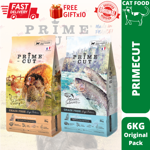 [PRIMECUT] Grain Free Recipe Cat Dry Food (Chicken & Turkey/Salmon) 6KG ORIGINAL PACK | Lazada