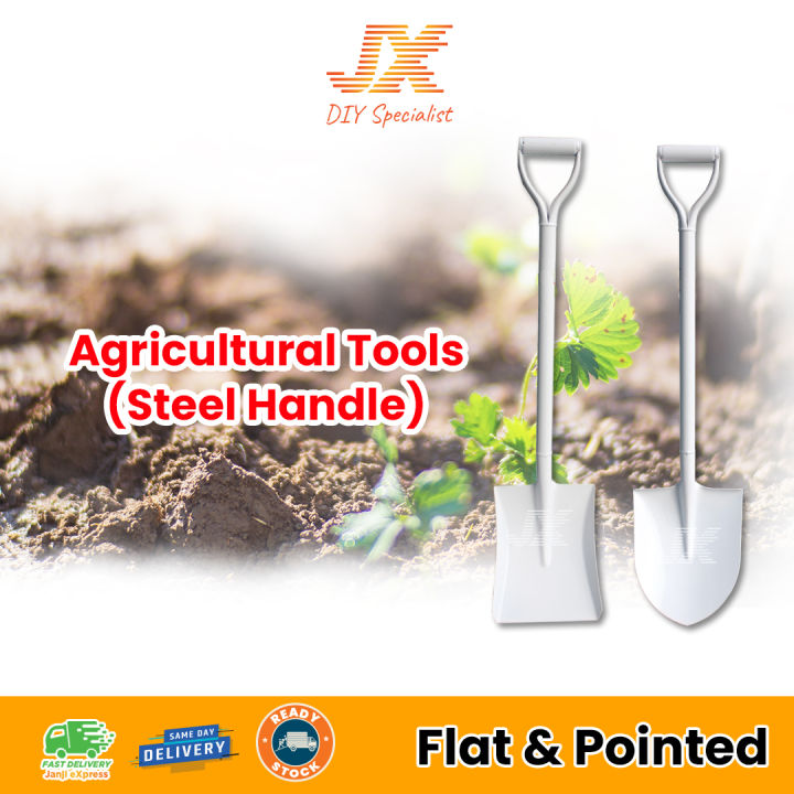 Gardening Spade Shovel Flat Sharp With Steel Handle Cangkuk Besi Pasir ...