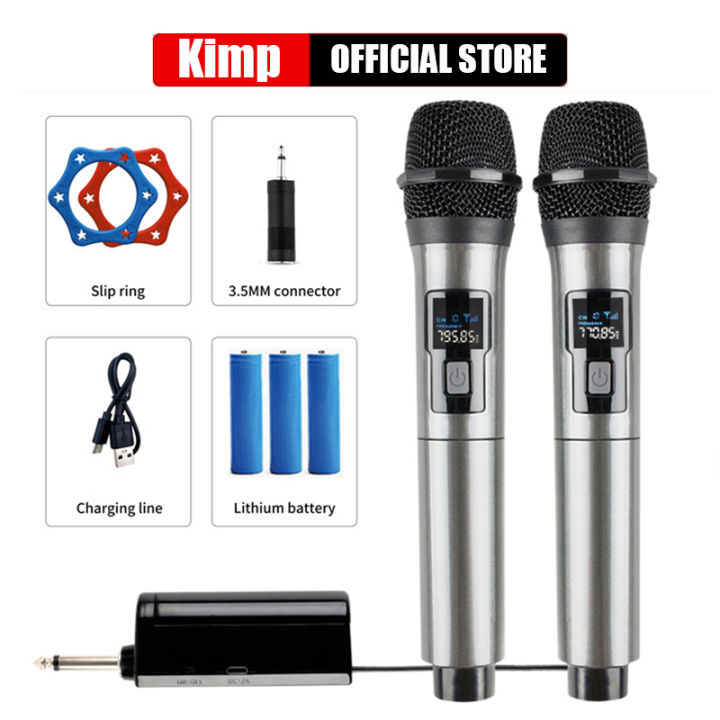 Kimp Wireless Microphone UHF Dual Handheld Microphone Wireless ...