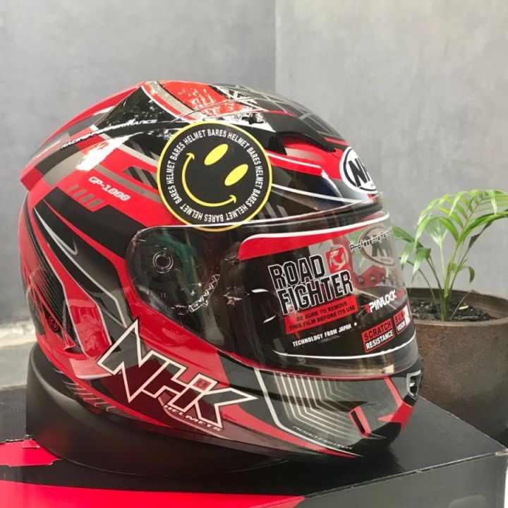 Helm NHK GP1000 Plasma Red Black Full Face Double Visor | Lazada Indonesia