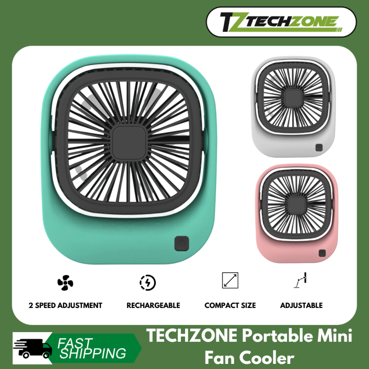 TECHZONE Rechargeable Electric Fan w/ Strong Airflow Portable Mini Fan ...