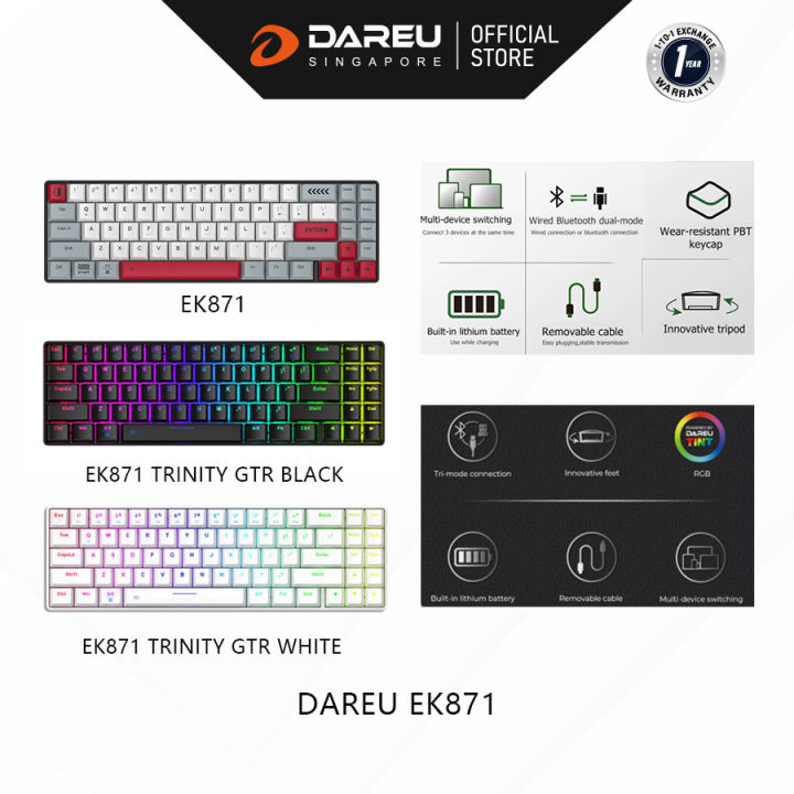 Dareu EK871/EK871 Trinity GTR 71-Key 65% Mechanical Keyboard PBT ...
