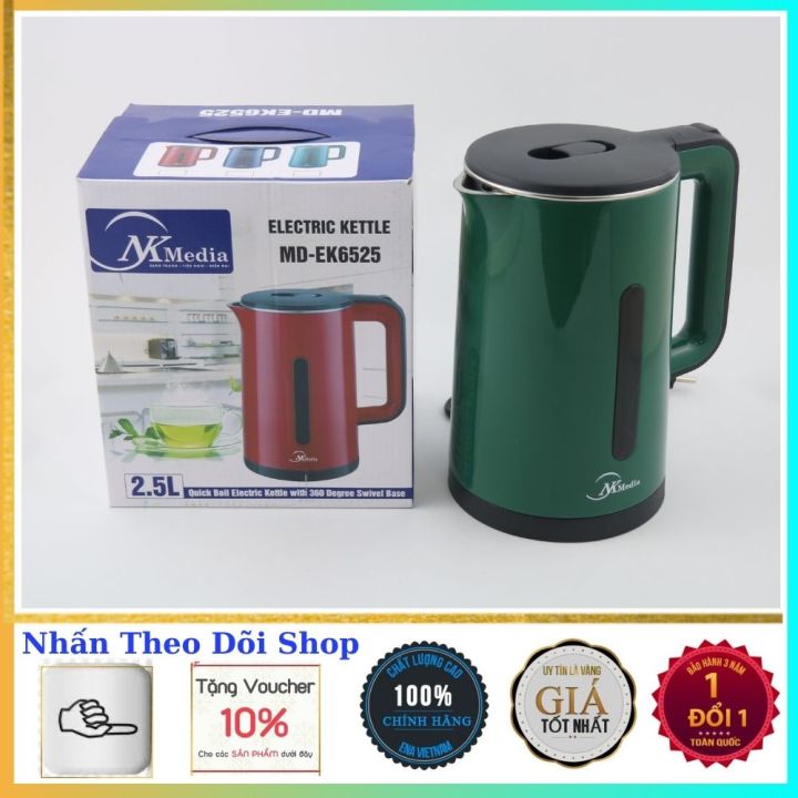 Ấm Siêu Tốc MEDIA Inox 304 2 Lớp Chế độ tự động tắt khi nước sôi- Đun ...