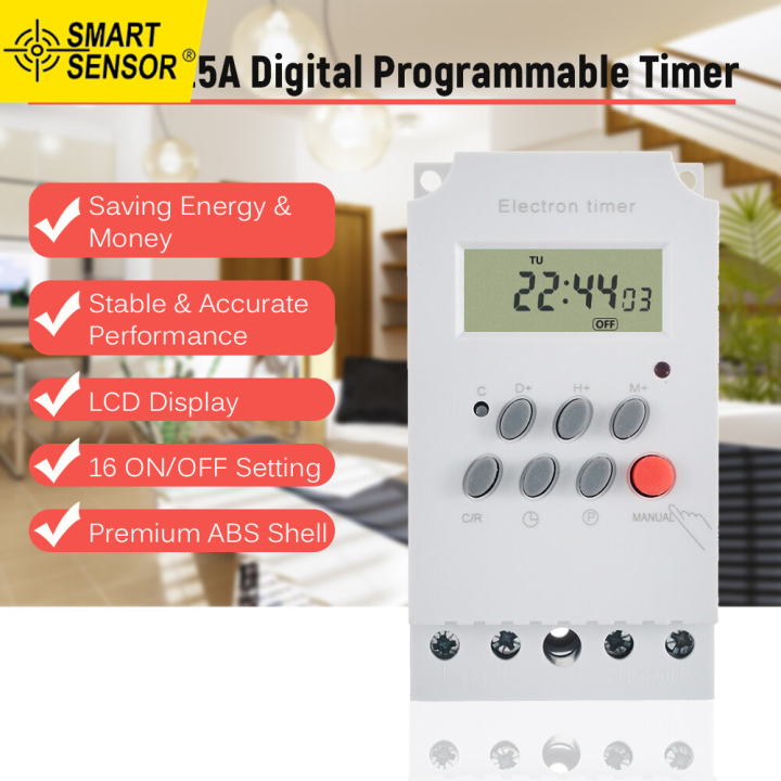 Smart Sensor AC 220V 25A Digital Programmable Timer Din Rail Electronic ...