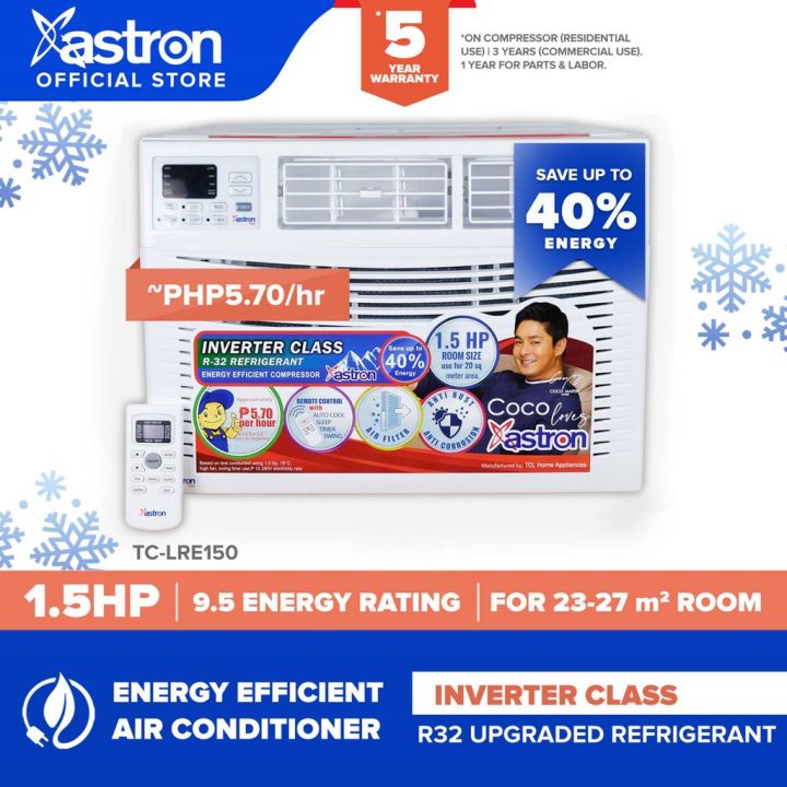 Astron 1.5 HP Inverter Class Aircon with Remote (window-type air ...